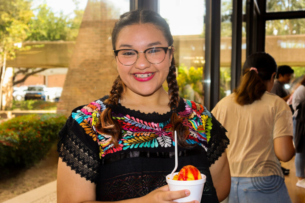 UTRGV Student Cassandra Castillo enjoys her snowcone at Fiestas Patrias ...